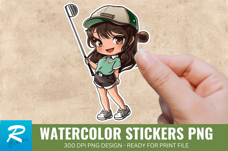 Cute Chibi Golf Girl Sticker Clipart, Sticker PNG Clipart - So Fontsy