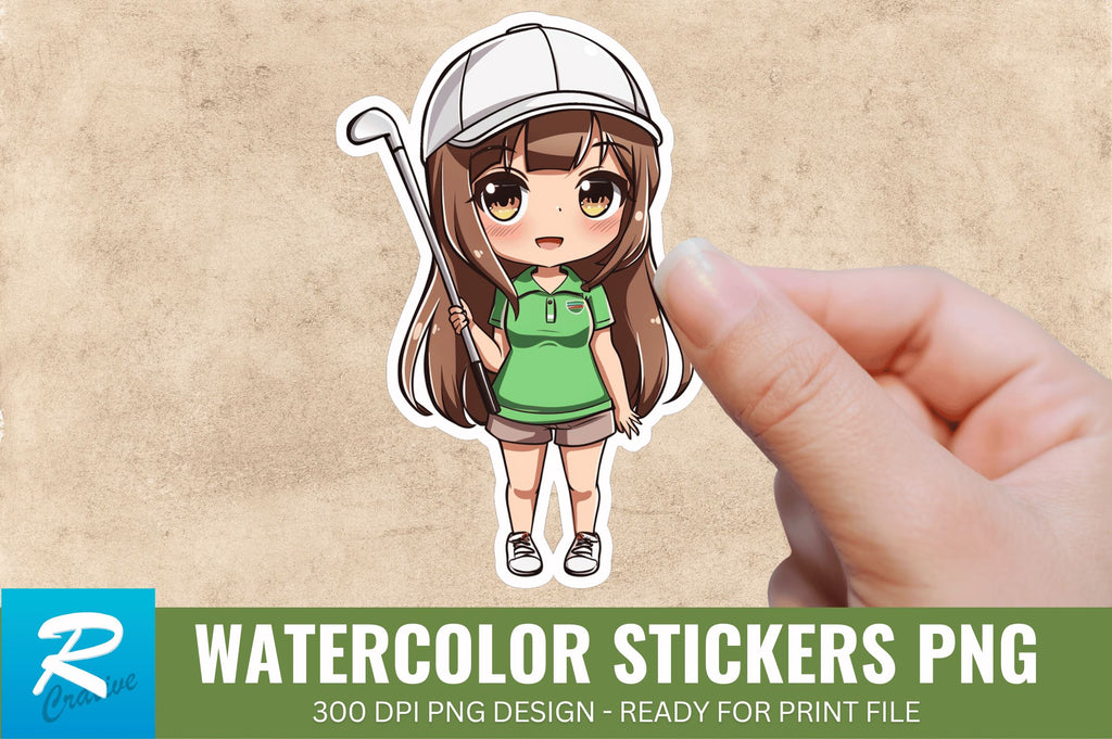 Cute Chibi Golf Girl Sticker Clipart, Sticker PNG Clipart - So Fontsy