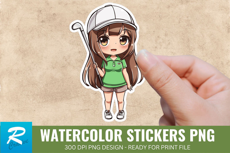 Cute Chibi Golf Girl Sticker Clipart, Sticker PNG Clipart - So Fontsy