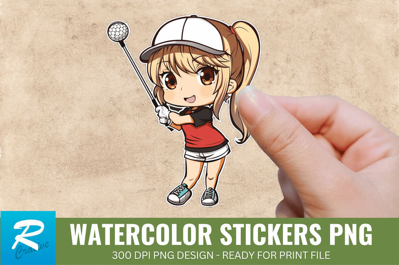 Cute Chibi Golf Girl Sticker Clipart, Sticker PNG Clipart - So Fontsy