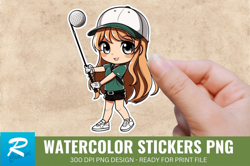 Cute Chibi Golf Girl Sticker Clipart, Sticker PNG Clipart - So Fontsy