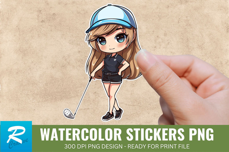 Cute Chibi Golf Girl Sticker Clipart, Sticker PNG Clipart - So Fontsy