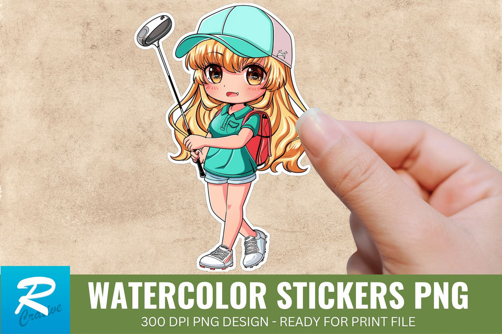 Cute Chibi Golf Girl Sticker Clipart, Sticker PNG Clipart - So Fontsy