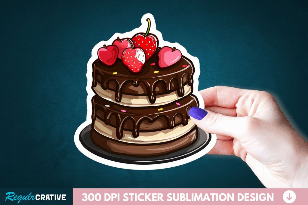 Cute Chocolate Cake Sticker Clipart - So Fontsy