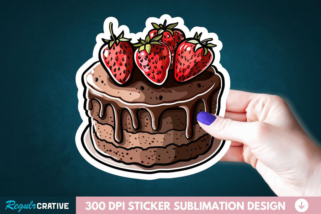 Cute Chocolate Cake Sticker Clipart - So Fontsy