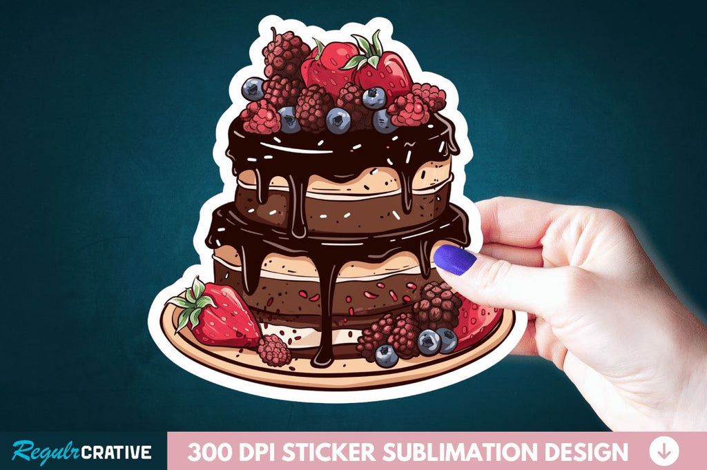 Cute Chocolate Cake Sticker Clipart - So Fontsy