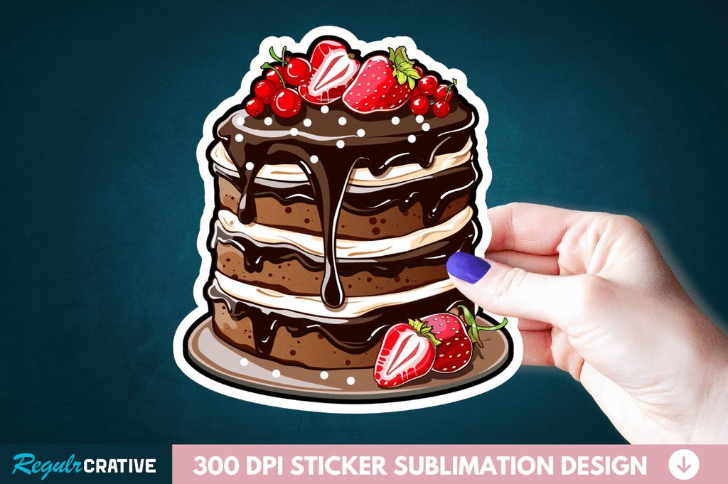 Cute Chocolate Cake Sticker Clipart - So Fontsy