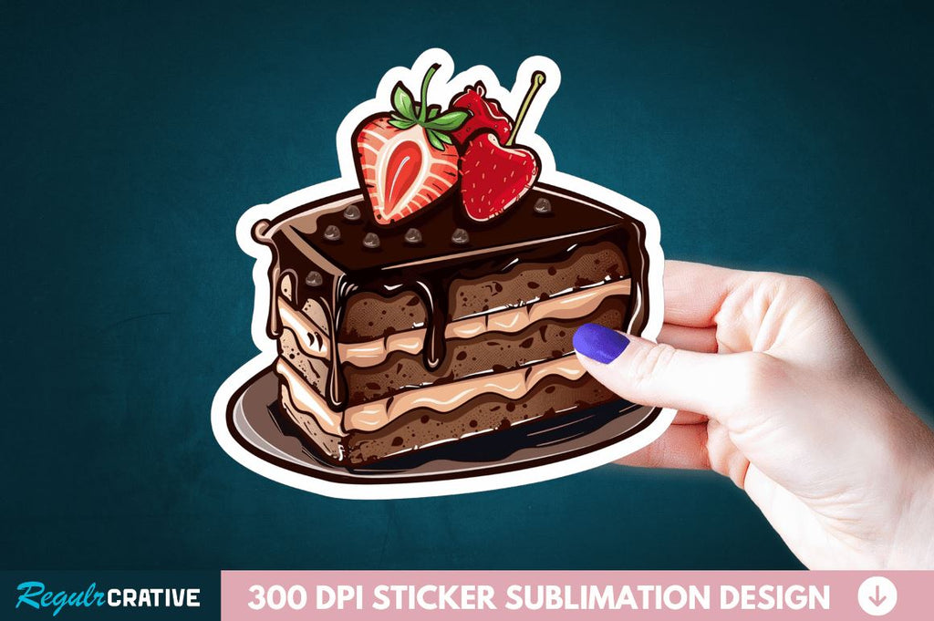 Cute Chocolate Cake Sticker Clipart - So Fontsy
