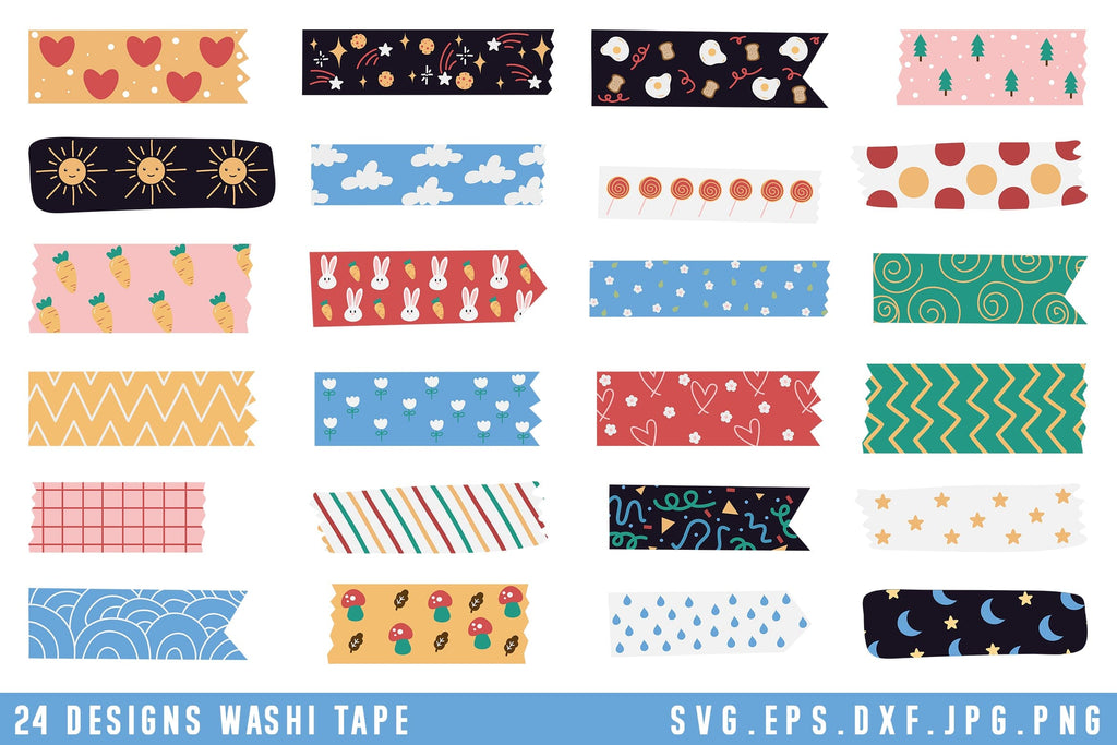 Cute Digital Washi Tape Clipart | Washi Tape Sticker SVG - So Fontsy