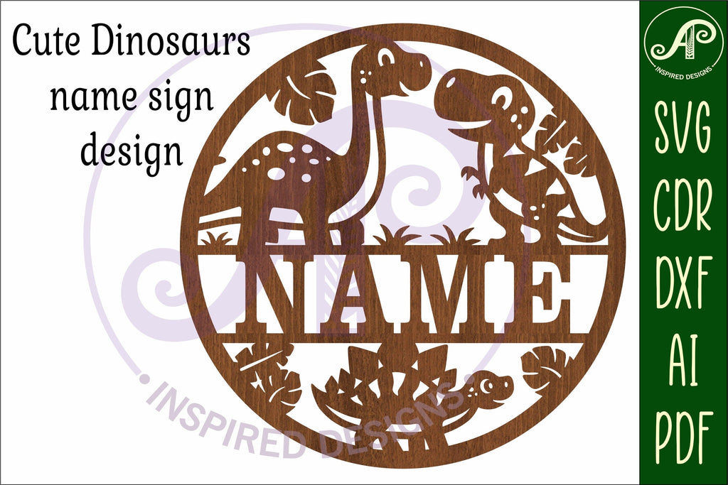 Cute dinos name sign svg laser - So Fontsy
