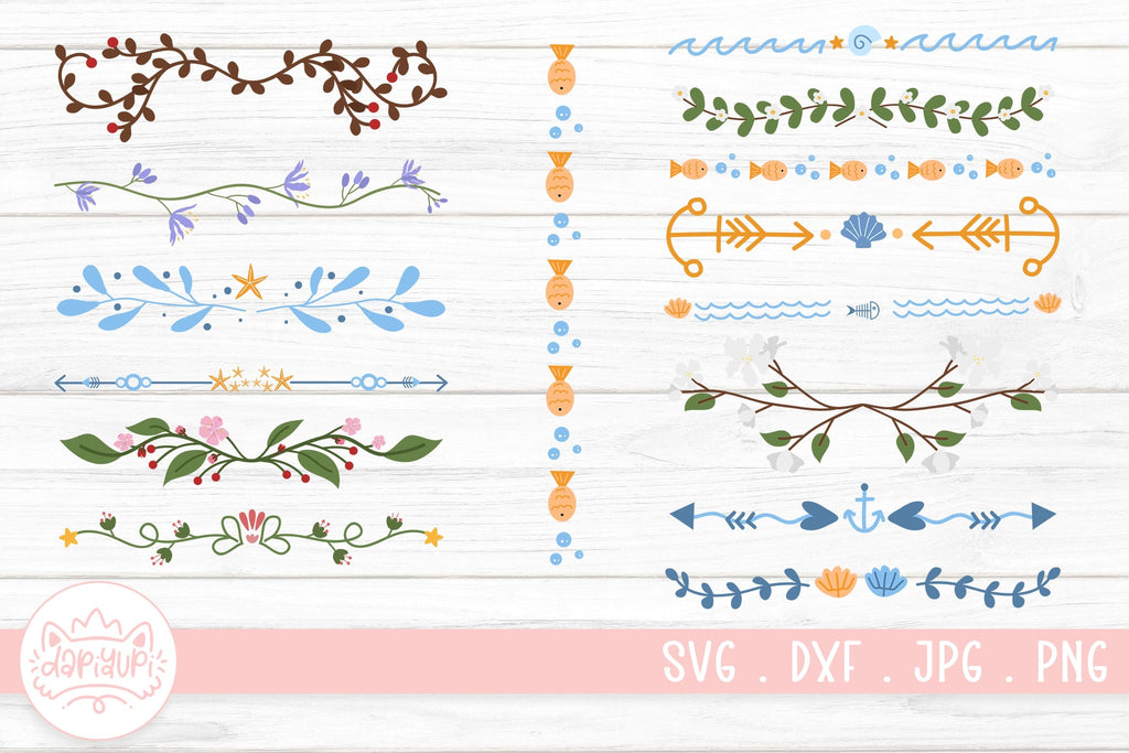 Cute Divider Border Clipart SVG Bundle - So Fontsy