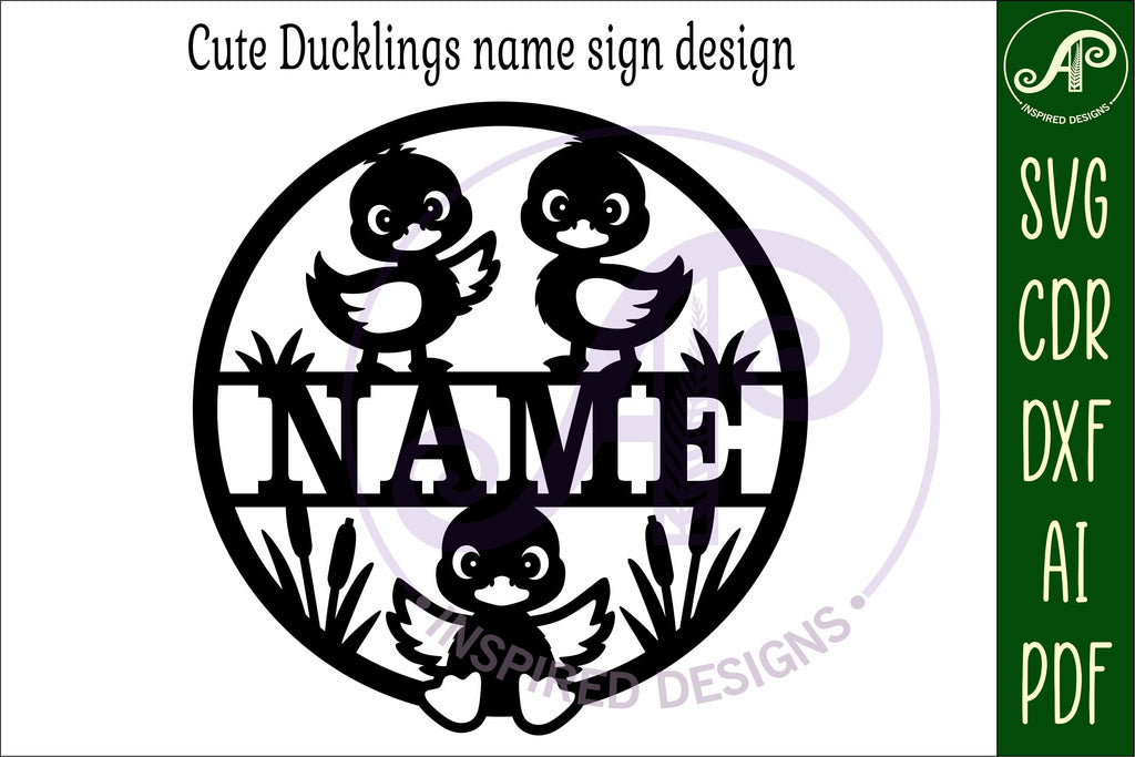 Cute Ducklings name sign design for laser cutting - So Fontsy