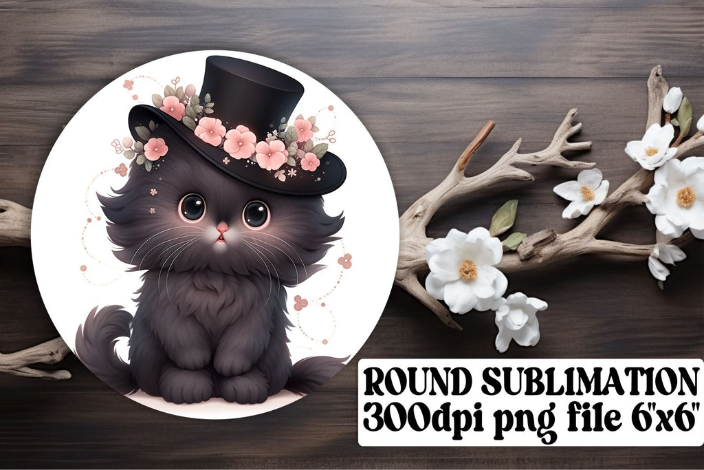 Cute Feline Circle Prints for Creative Projects - So Fontsy
