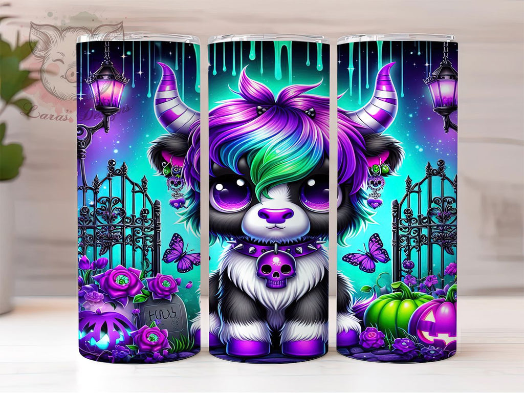 Cute Ghoul Highland Cow Halloween Tumbler, Highland Cow Halloween Cup ...