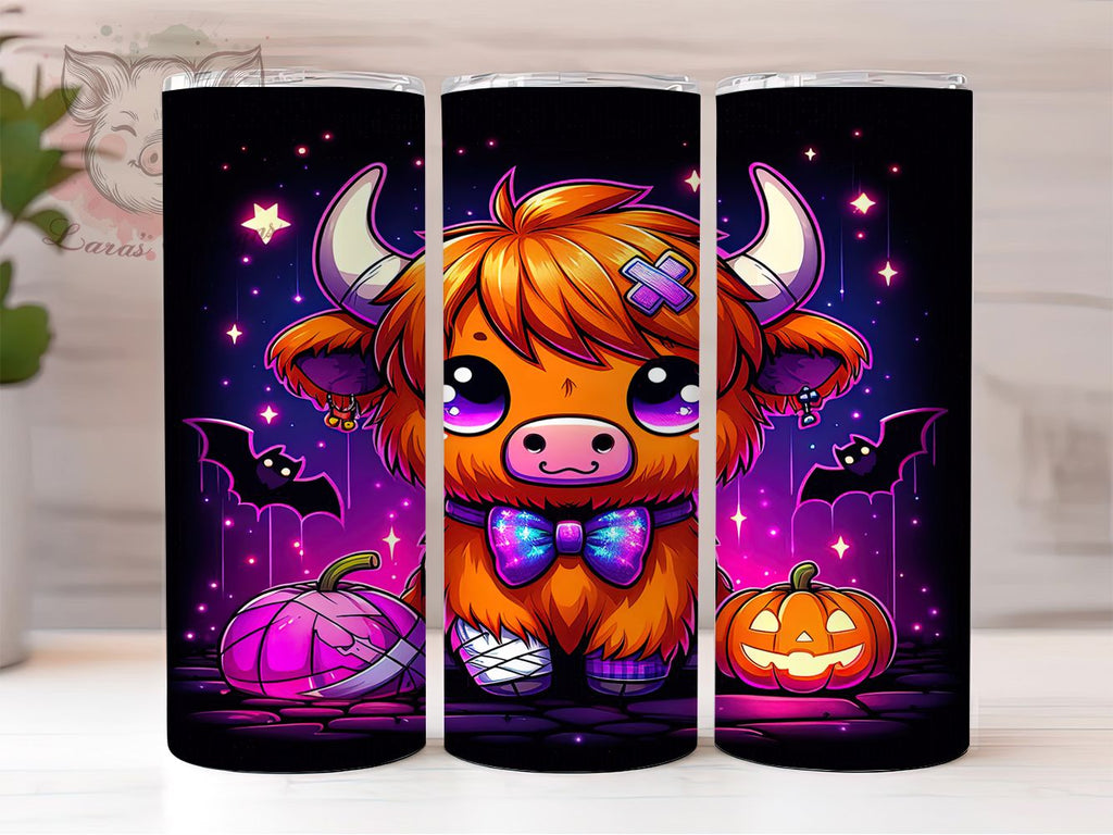 Cute Ghoul Highland Cow Spooky Halloween Tumbler, Highland Cow ...