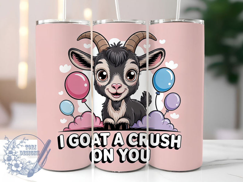 Cute Goat Valentine Tumbler, Farm Animal Wrap, Cute Goat Love Cup, 20oz ...