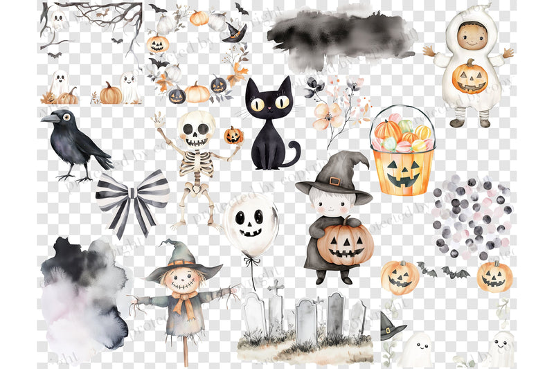 Cute Halloween Clipart Set | Spooky Kids PNG Bundle - So Fontsy