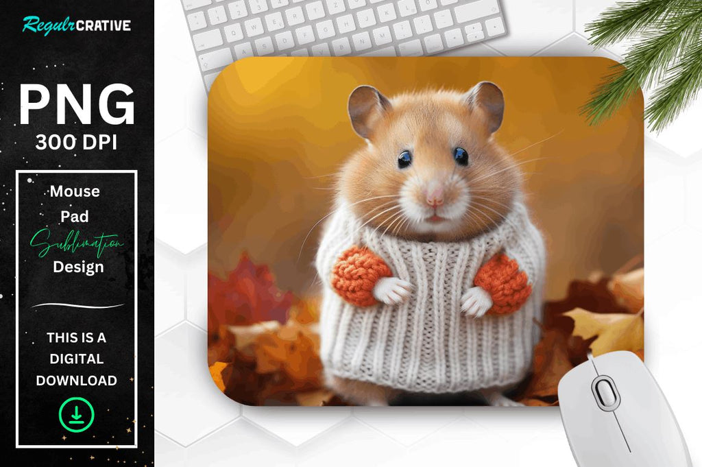 Cute Hamster in Autumn Mouse pad Bundle - So Fontsy