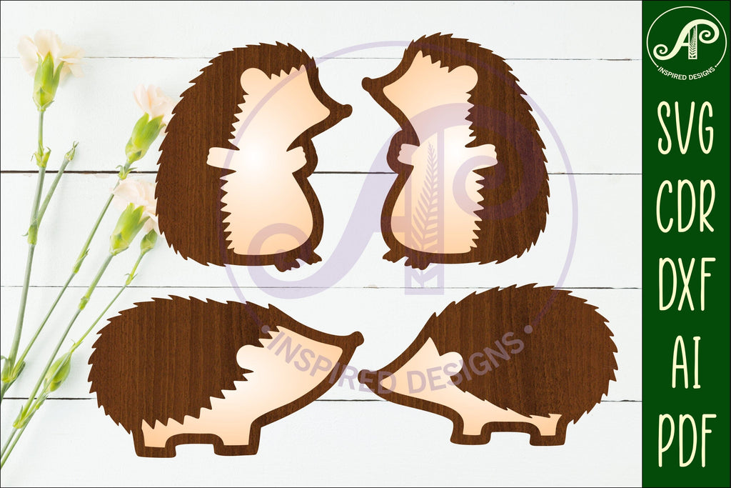Cute hedgehogs, SVG laser cut file - So Fontsy