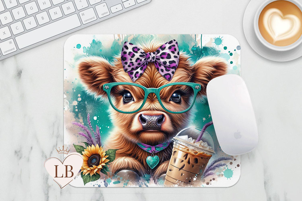 Cute Highland Cow Mousepad - Sunflower Mouse Pad PNG - So Fontsy