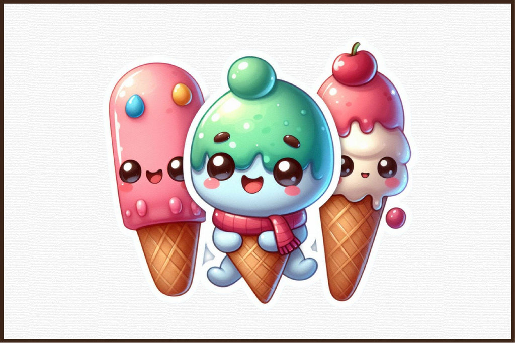 Cute Ice Cream Stickers Bundle So Fontsy