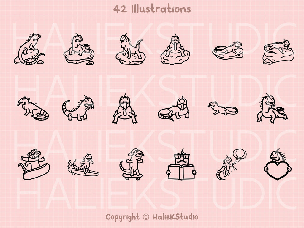 Cute Iguanas SVG Design Set - So Fontsy