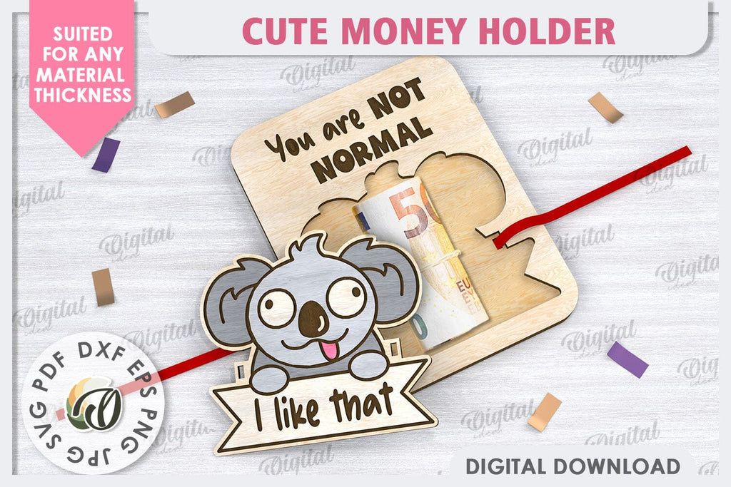 Cute Koala Money Holder LaserCut. Money Gift Holder SVG - So Fontsy