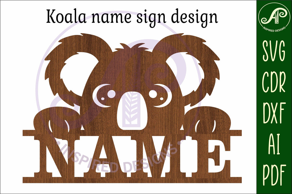 Cute koala name sign svg laser cut file - So Fontsy