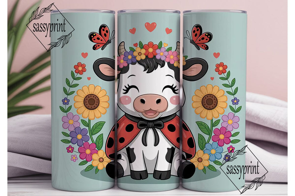 Cute Ladybug Cow 20oz Tumbler Wrap - So Fontsy