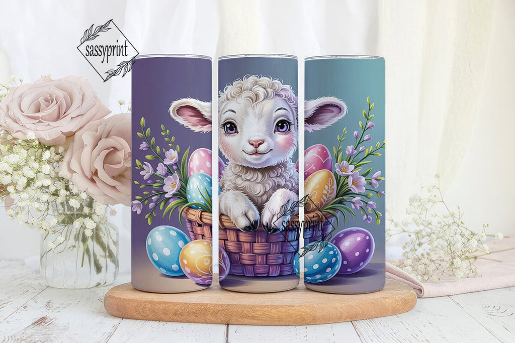 Cute Lamb Easter Basket Tumbler Wrap PNG - So Fontsy