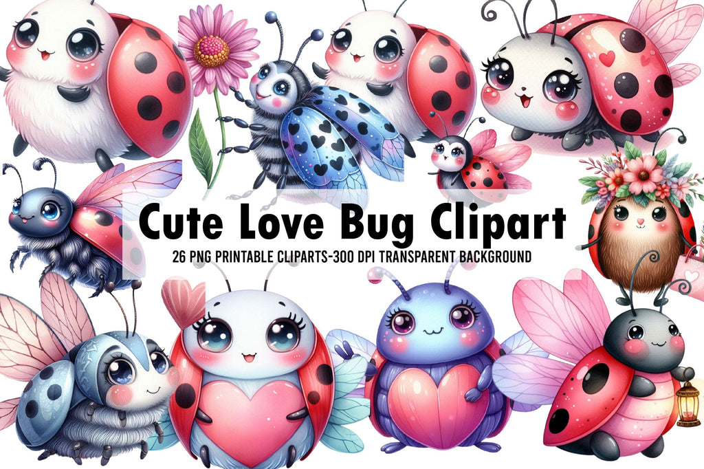 Cute Love Bug Clipart - So Fontsy