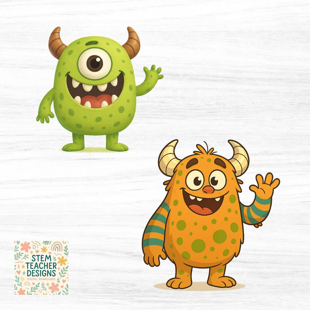 Cute Monster Clipart Bundle – 7 PNG Files – Fun Cartoon Monsters for K ...