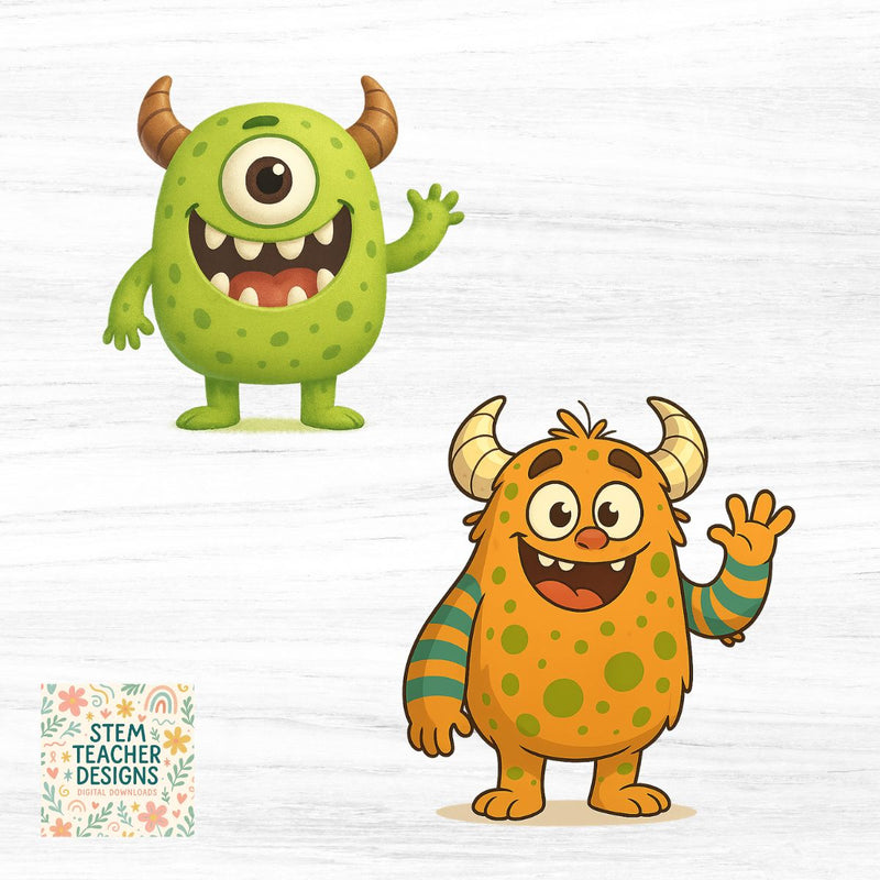 Cute Monster Clipart Bundle – 7 PNG Files – Fun Cartoon Monsters for K ...