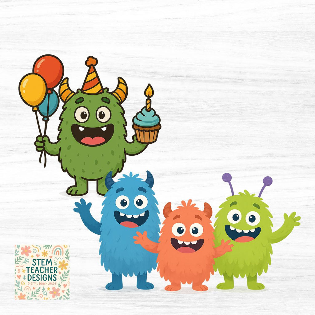 Cute Monster Clipart Bundle – 7 PNG Files – Fun Cartoon Monsters for K ...