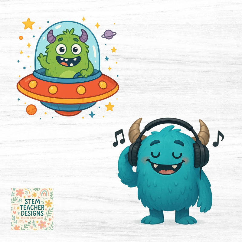 Cute Monster Clipart Bundle – 7 PNG Files – Fun Cartoon Monsters for K ...