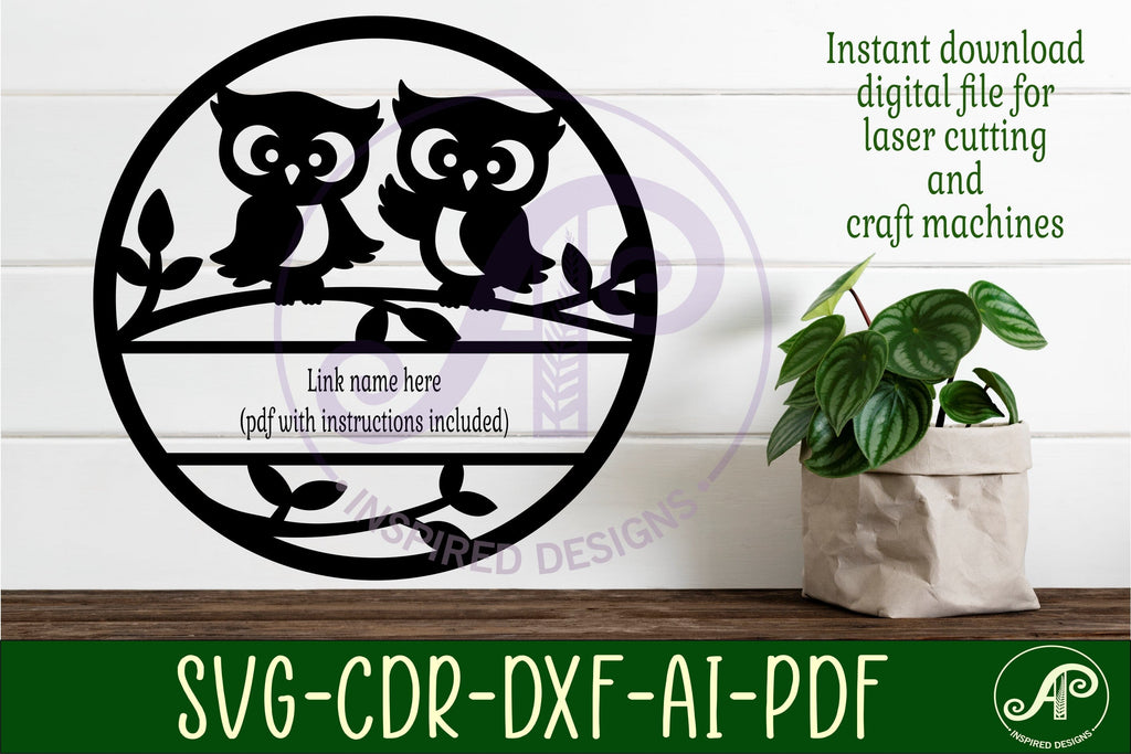 Cute owls name wall art sign, SVG personalized - So Fontsy