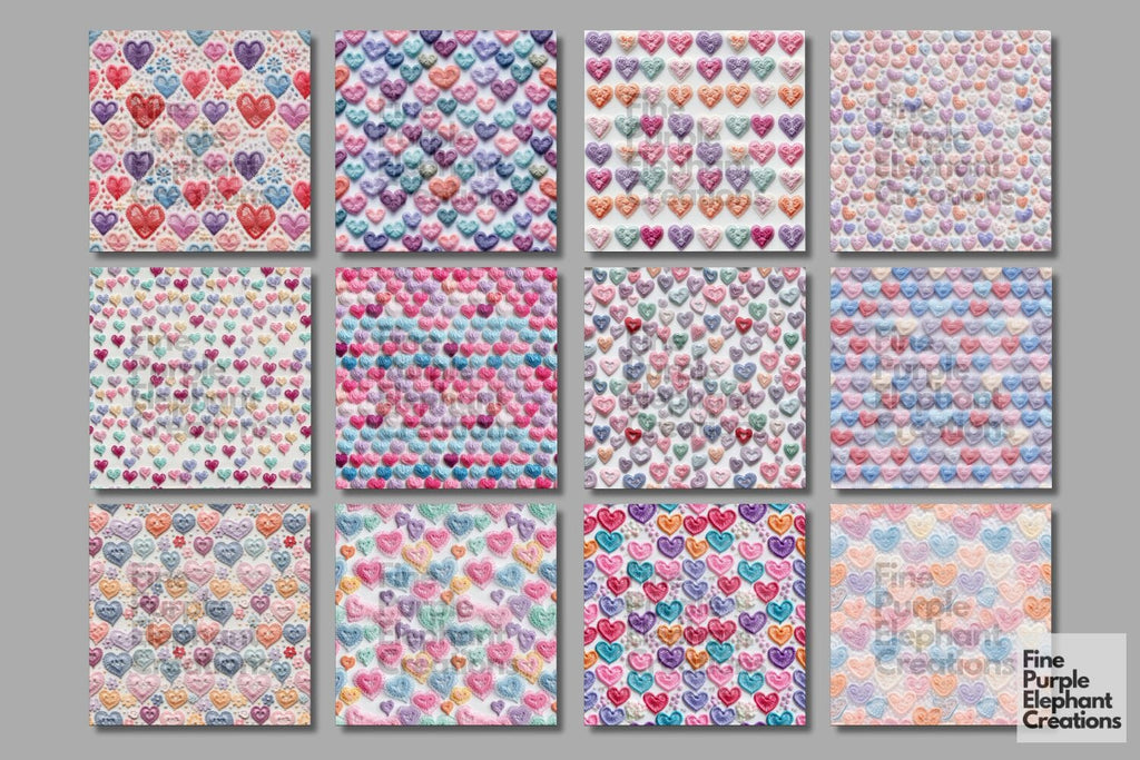 Cute Pastel Embroidered Hearts Digital Paper | Printable Valentine - So ...