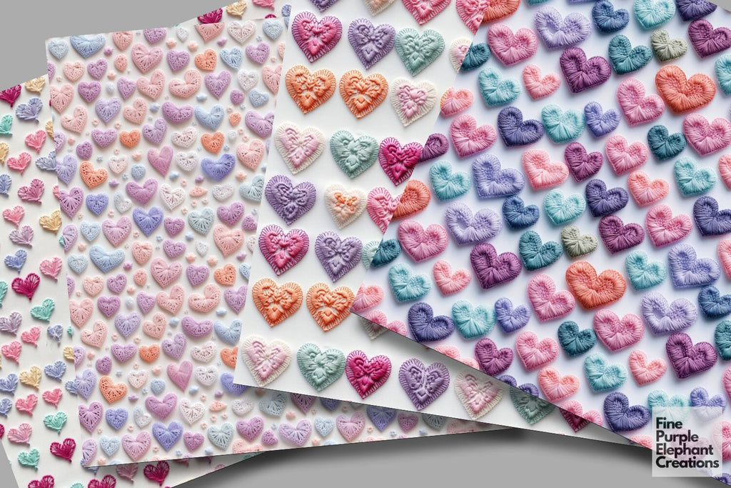Cute Pastel Embroidered Hearts Digital Paper | Printable Valentine - So ...