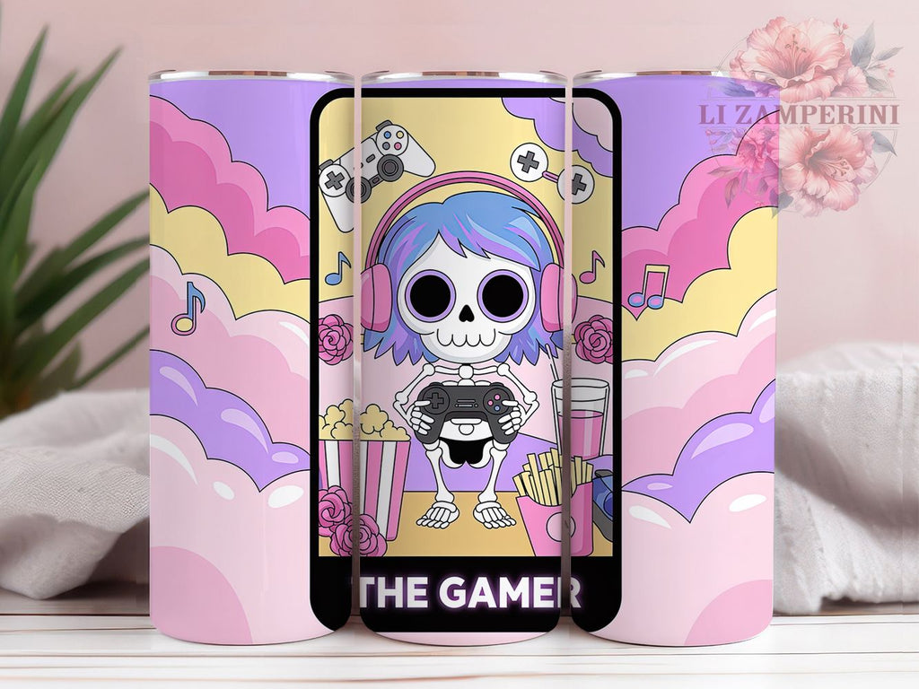 Cute Pink Girly Gamer Girl Tumbler, Girly Gaming Cup, 20Oz Skinny ...