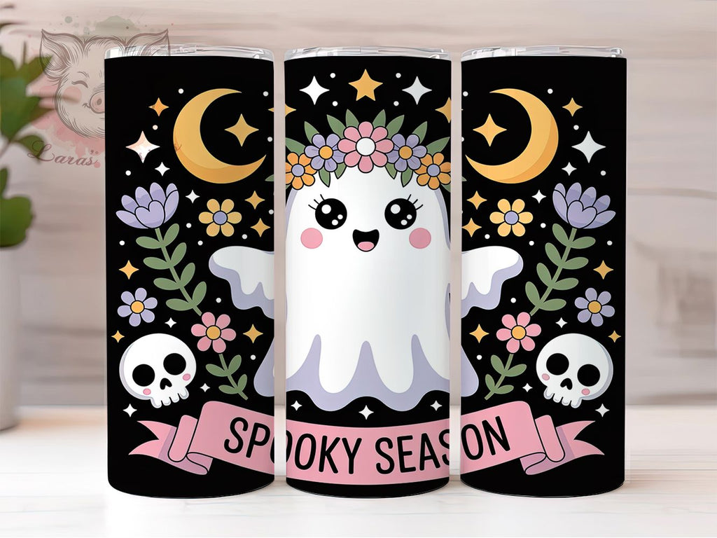 Cute Pink Spooky Halloween Ghost Tumbler, Spooky Season Wrap, Halloween ...