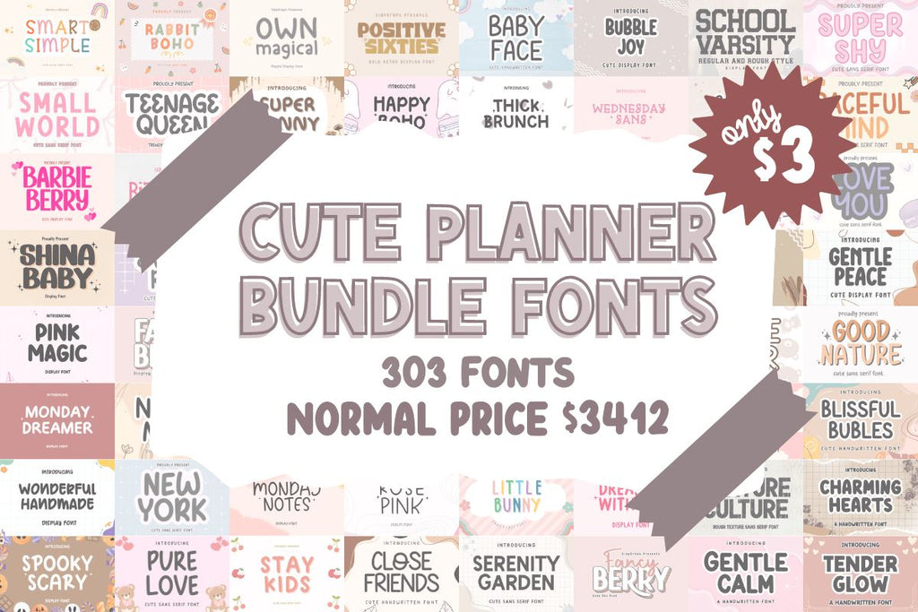 Cute Planner Fonts Bundle - So Fontsy