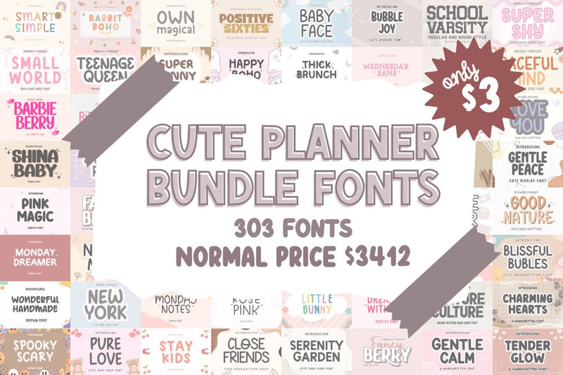 Cute Planner Fonts Bundle - So Fontsy