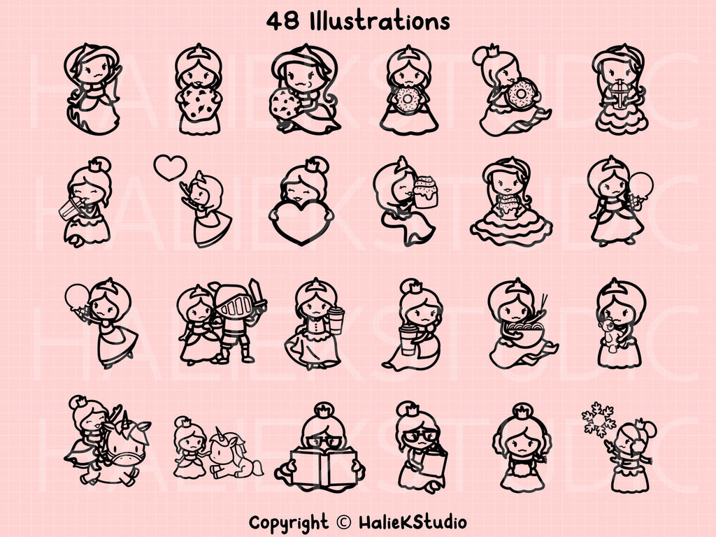 Cute Princesses SVG Design Set - So Fontsy