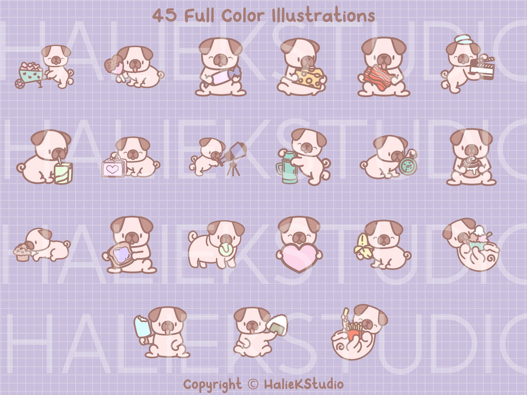 Cute Pug Dogs Color SVG PNG Design Set - So Fontsy