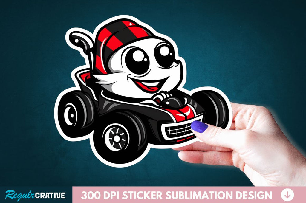 Cute Racing Car Sticker Clipart - So Fontsy