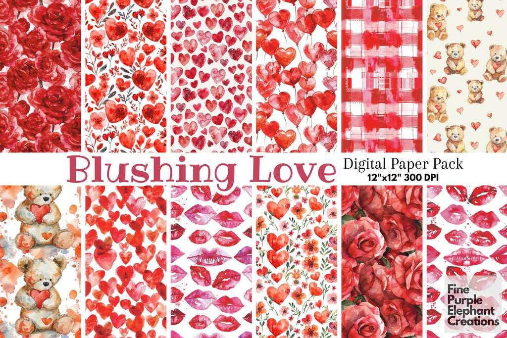 Cute Red Valentine Heart Digital Paper - So Fontsy