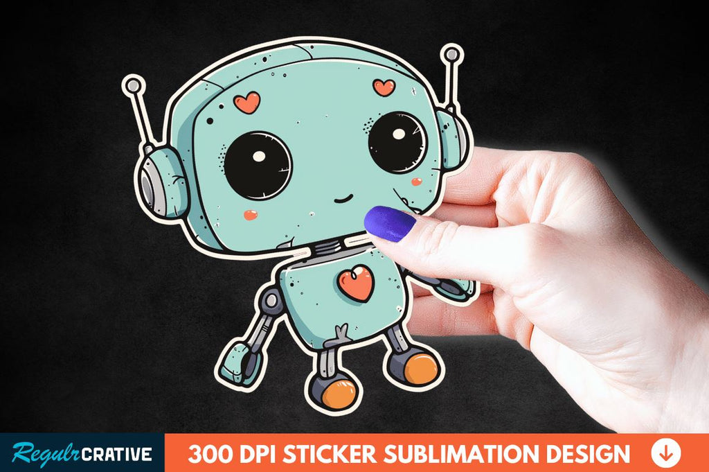 Cute Robot Sticker Clipart - So Fontsy