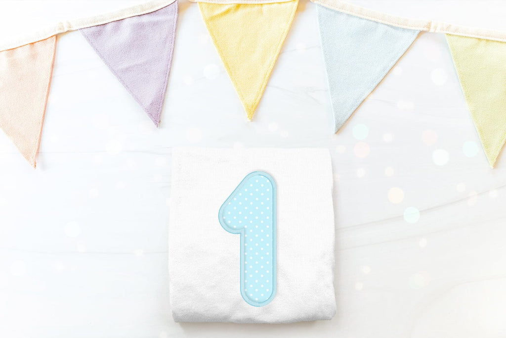 Cute Round Number 1 Applique Embroidery - So Fontsy