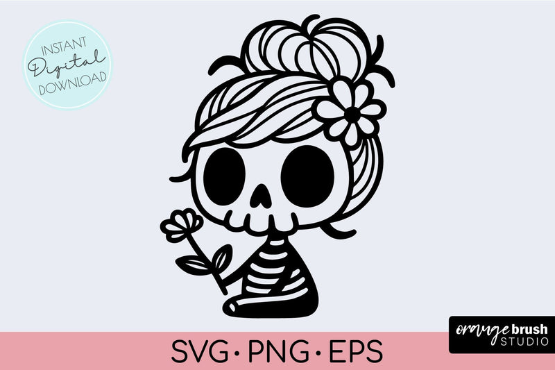 Cute Skeleton SVG, Halloween Mom Skull SVG file for Cricut - So Fontsy