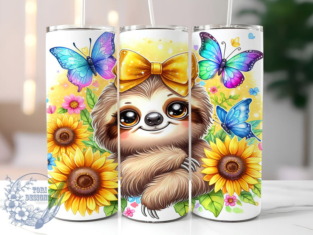 Cute Sloth, Tumbler Design, Sublimation PNG, Animal Lover, 20oz Tumbler ...